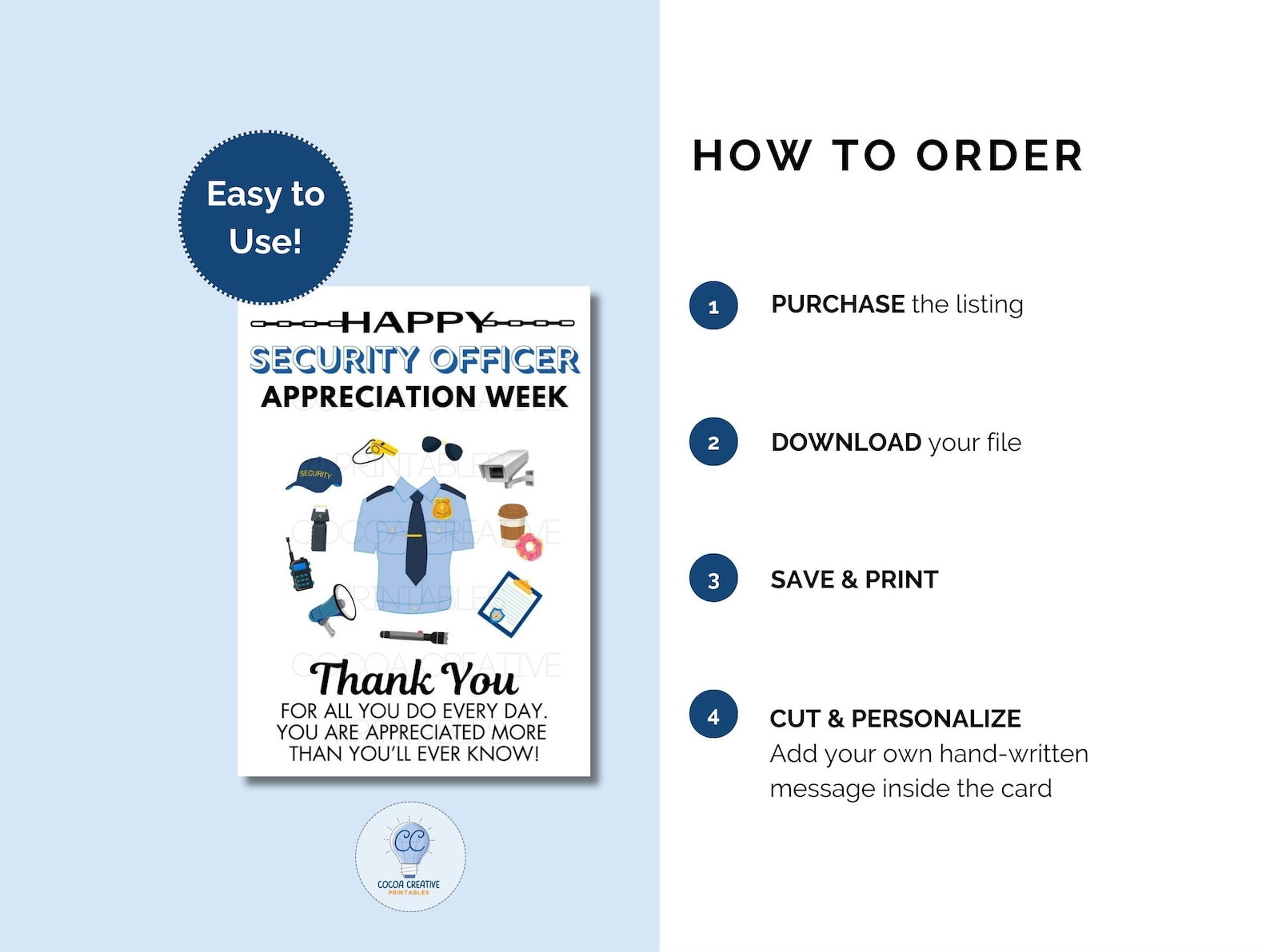 Security Officer Week Card | Security Officer Week Printable | Security ...