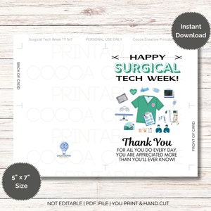 Surgical Tech Week Card | Surgical Tech Week Printable | Surgical Tech ...