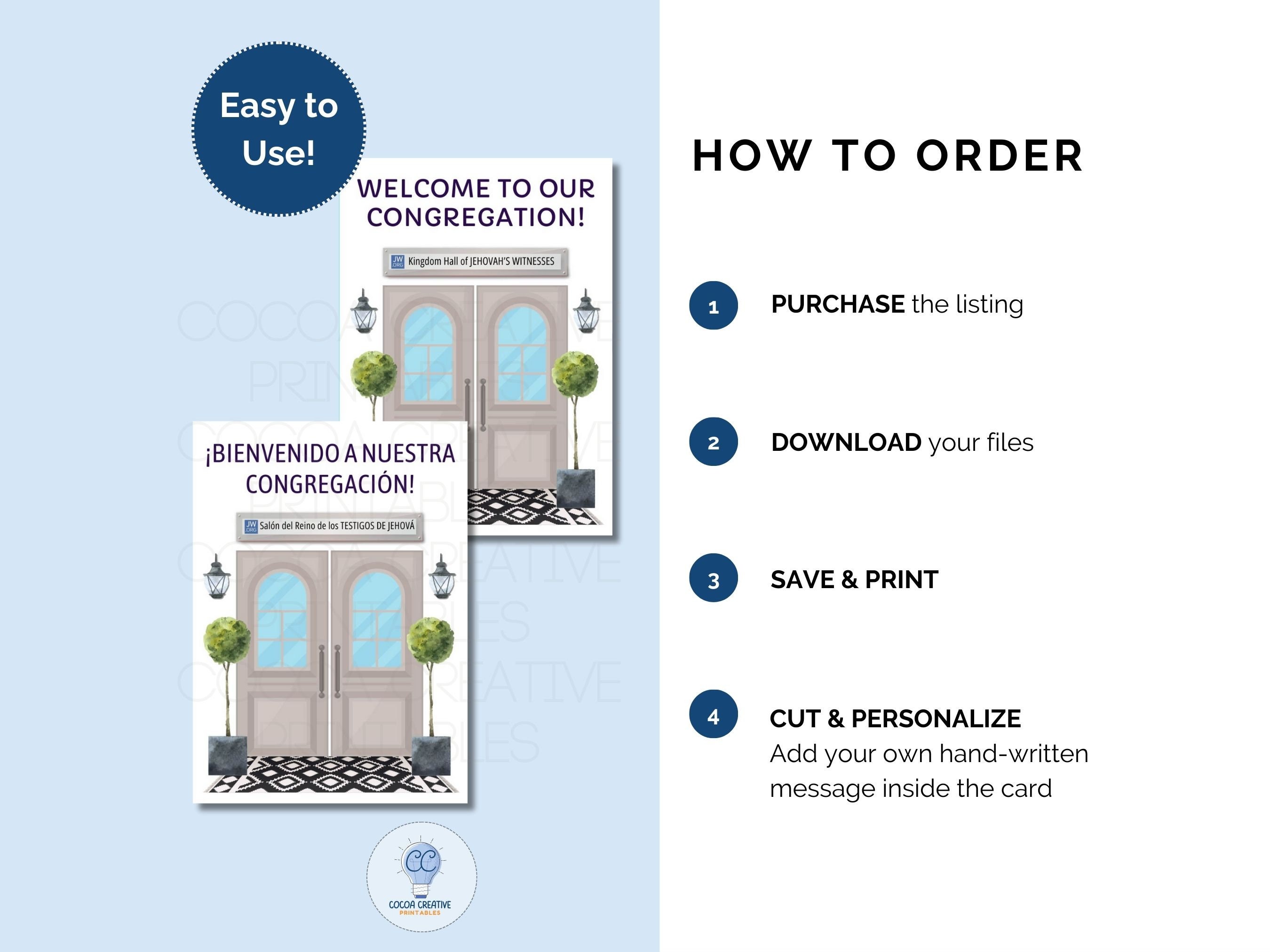 JW Welcome Printable Card | JW Welcome to Our Congregation | JW New ...