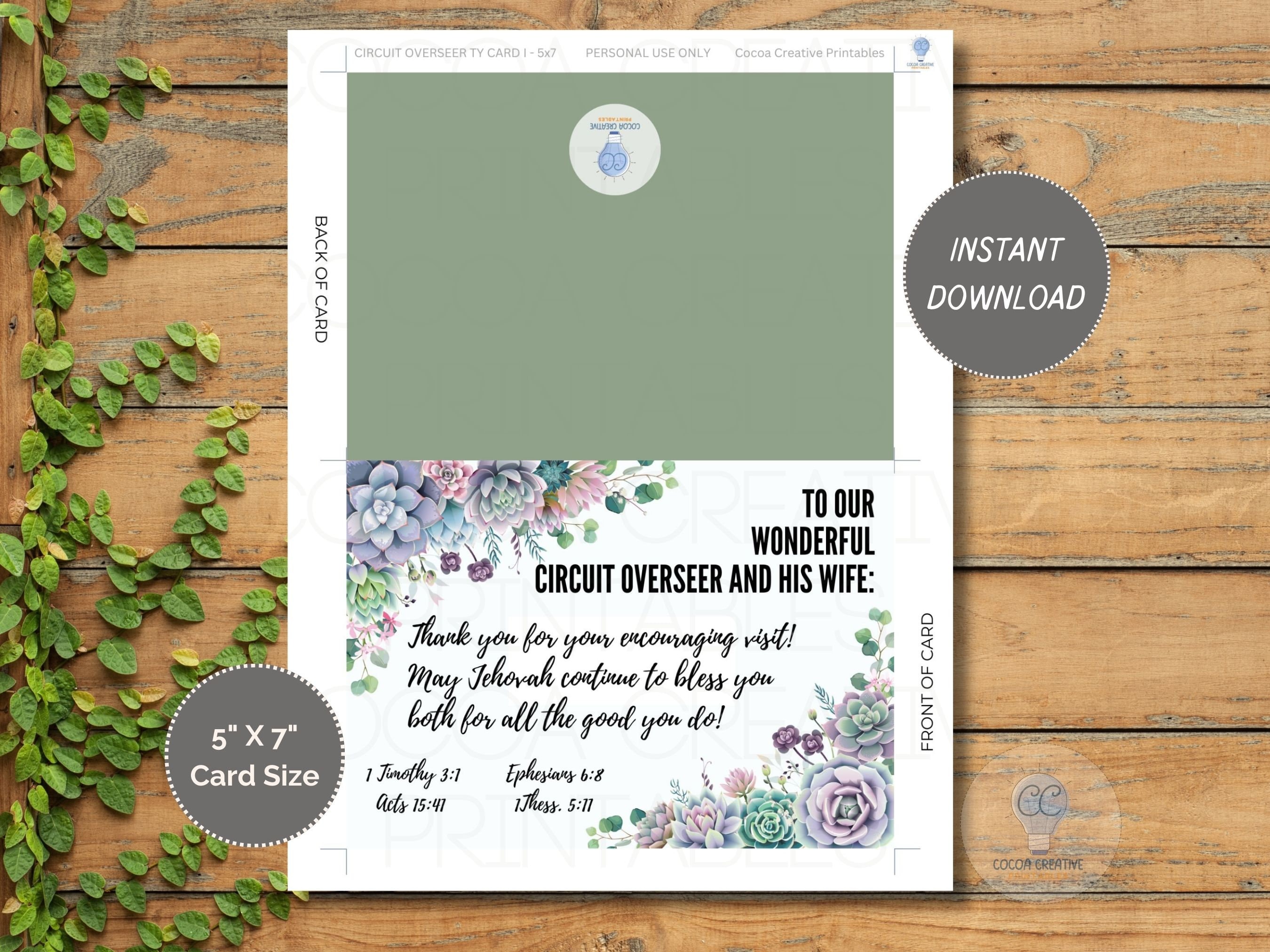 JW Circuit Overseer Thank You Card | Printable Appreciation Gift ...