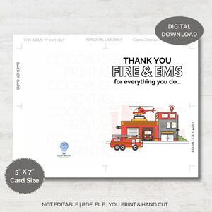 Fire & EMS Thank You Card | Fire Department Thanks | Firemen Gift ...