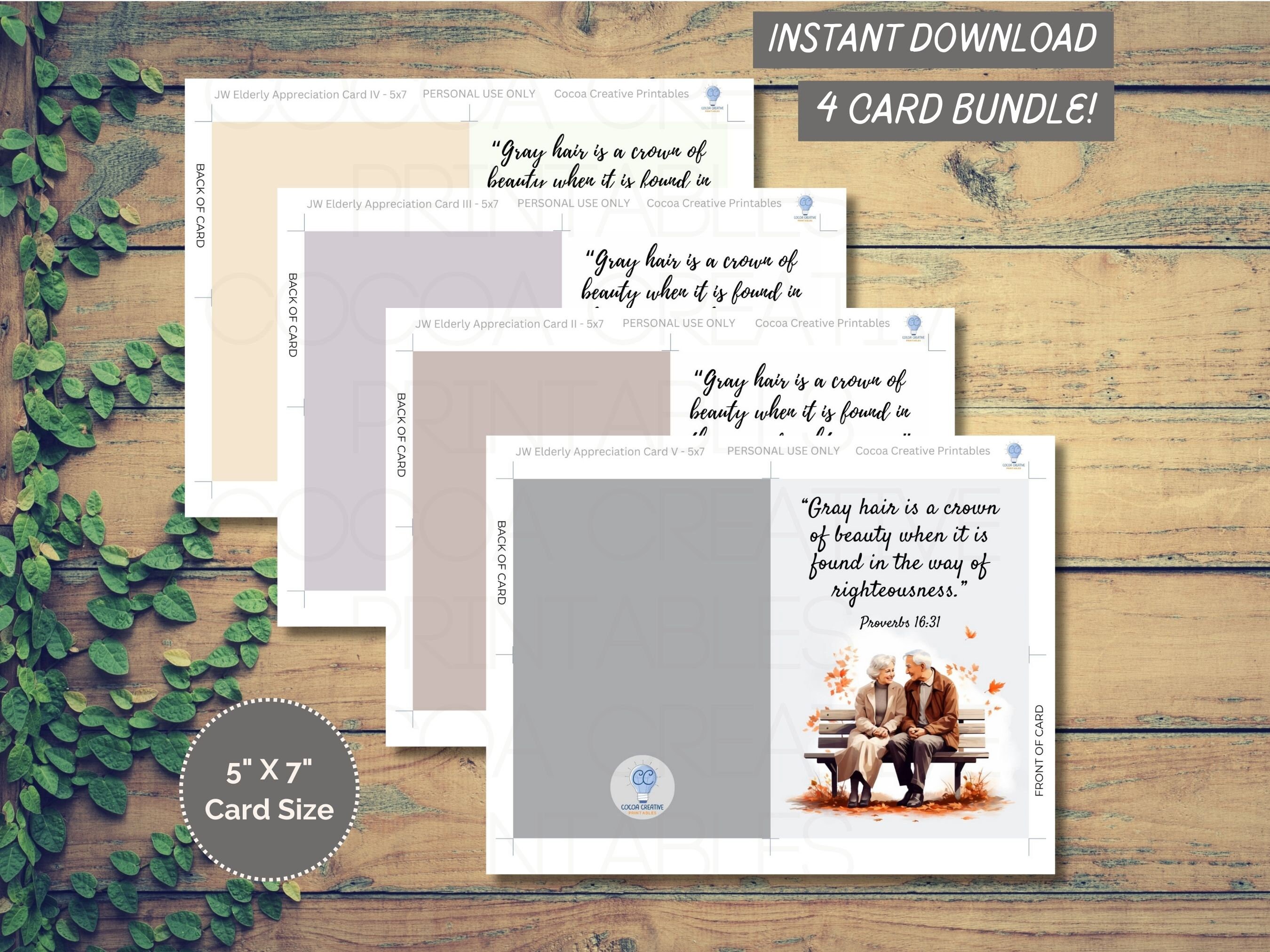 JW Printable Cards for Elderly Set of 4 JW Thank You Cards Elderly ...
