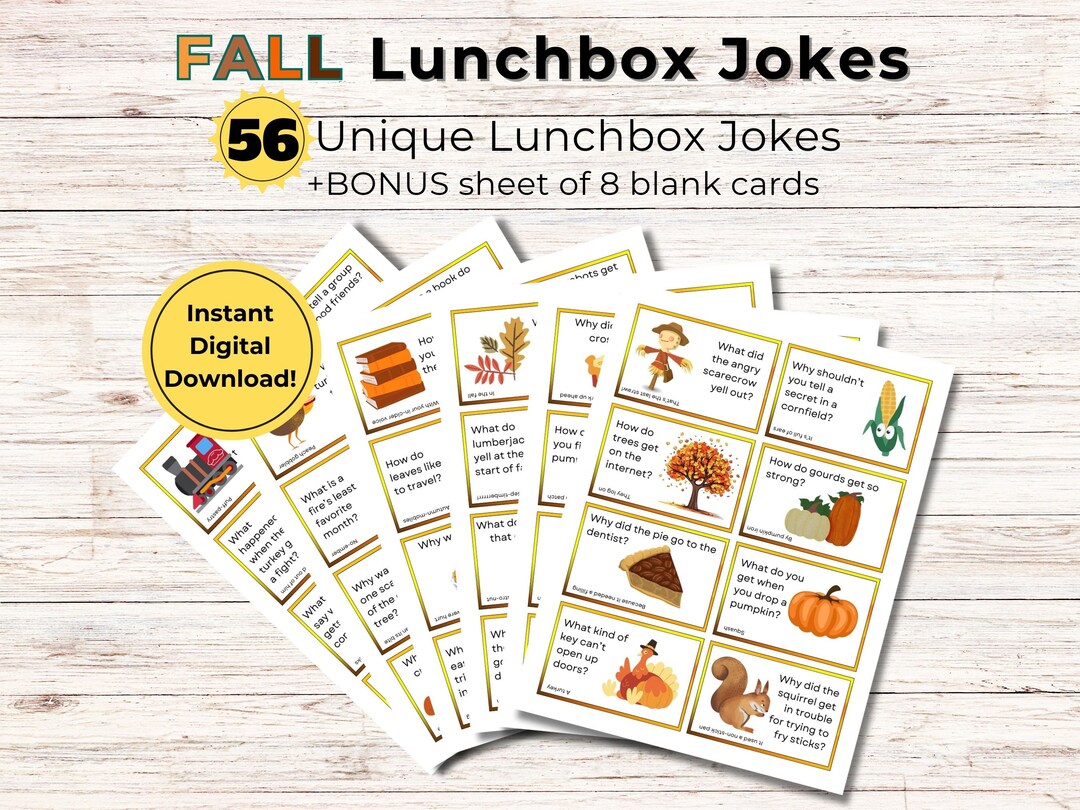 Fall Lunchbox Jokes Printable, Lunch Box Notes, Jokes for Kids ...