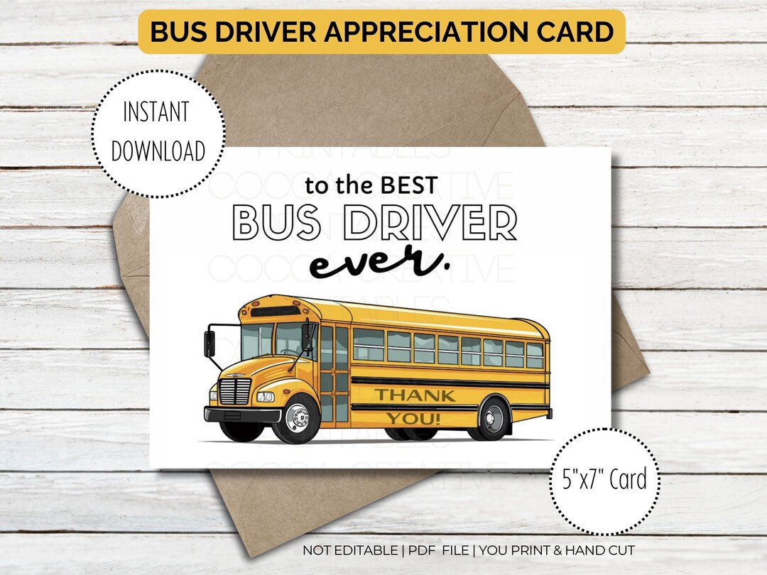 Bus Driver Thank You Card Printable | Bus Driver Appreciation Card ...