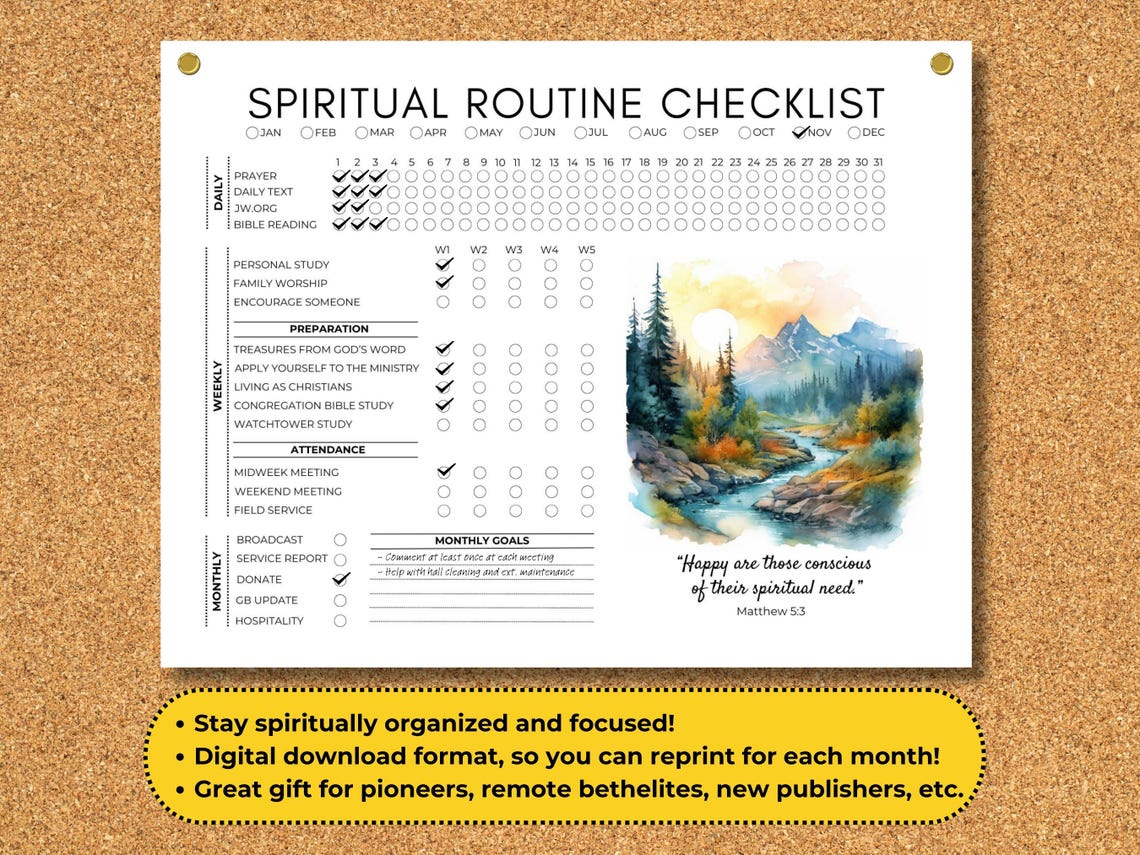 JW Spiritual Routine Checklist | JW Organizer | Spiritual Routine ...