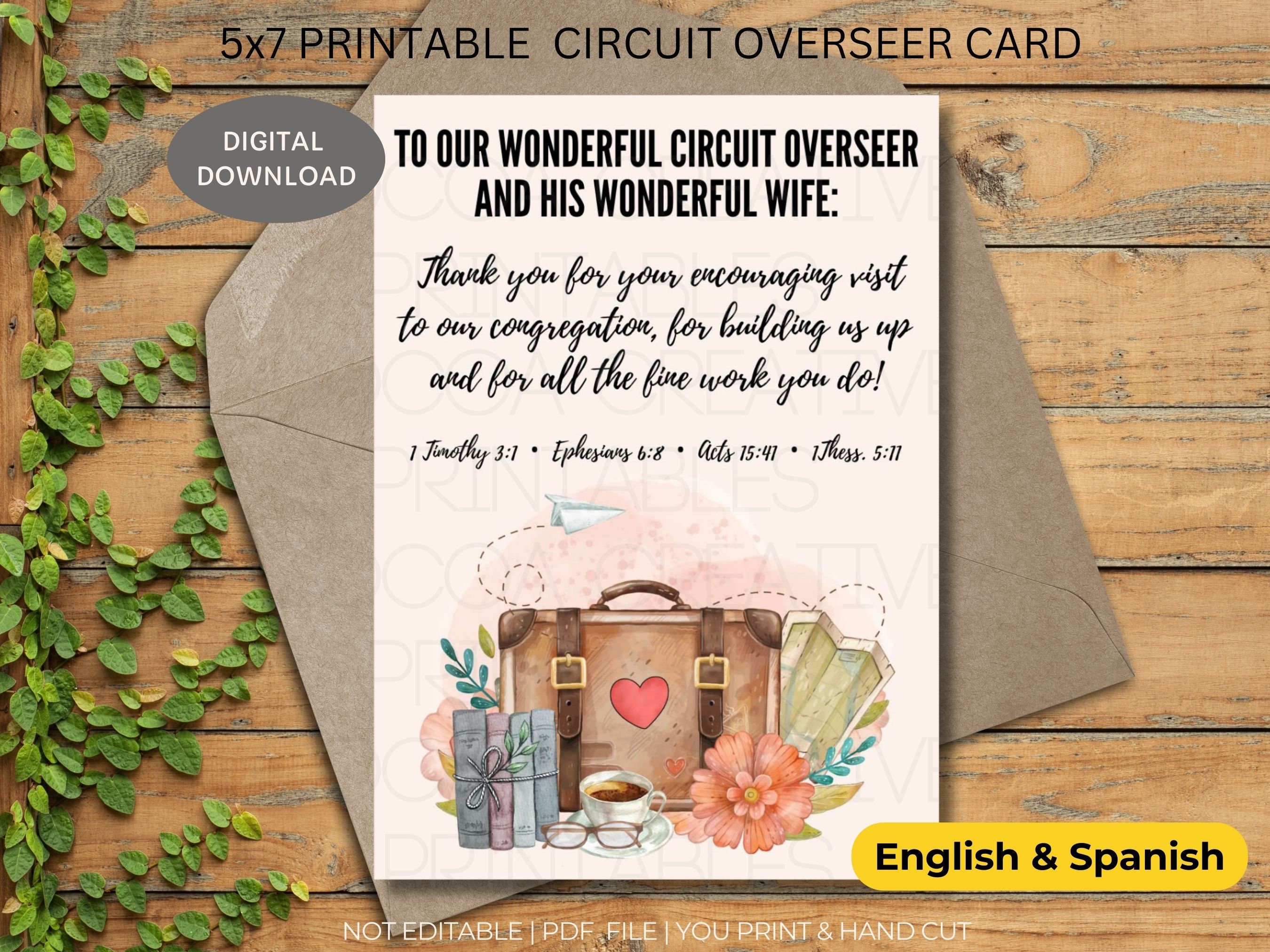 JW Circuit Overseer Thank You Card Printable | English & Spanish ...