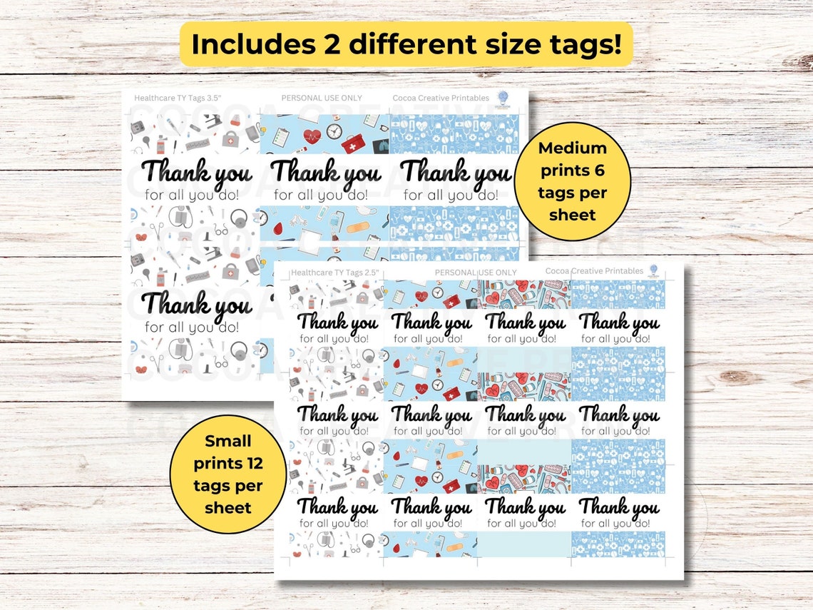 Medical Thank You Tags Printable / Medical Appreciation Tags/ Doctor ...