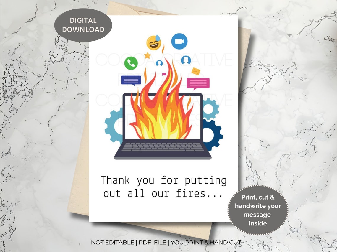 Tech Support Thank You Card | Tech Support Printable | IT Professional ...