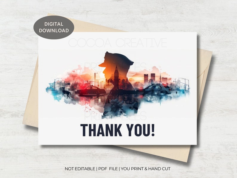 Police Officer Thank You Card | Police Thanks | Police Officer Gift ...