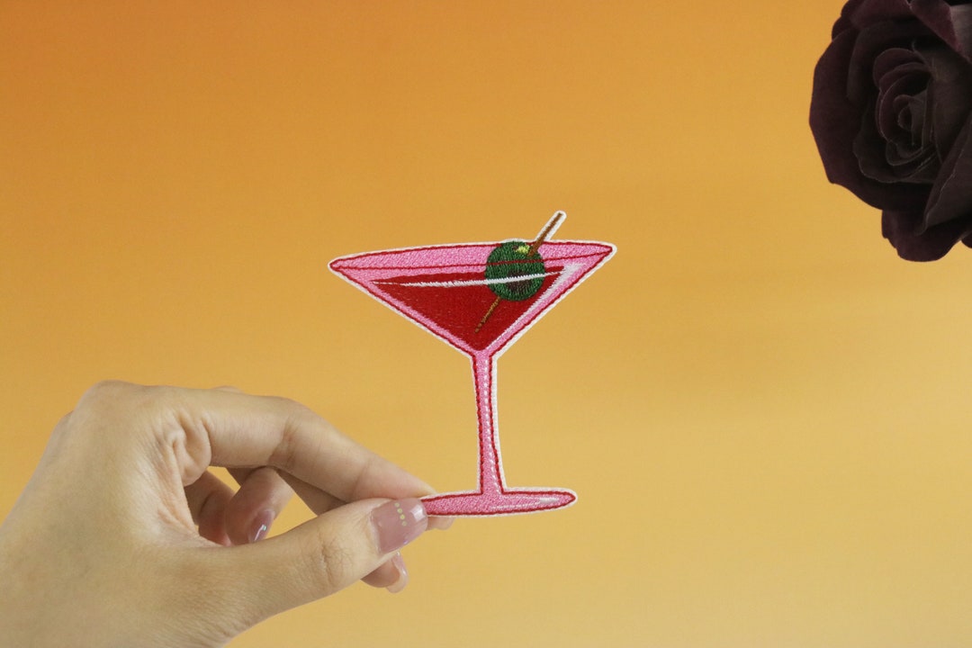 Pink Martini Patch, Cocktail Patch, Iron on Patch, Embroidered Patch ...