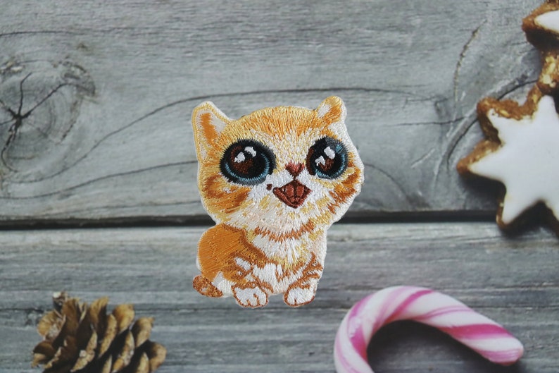 Cute Tabby Kitty Patch, Cat Patch, Iron on Patch, Embroidered Patch ...