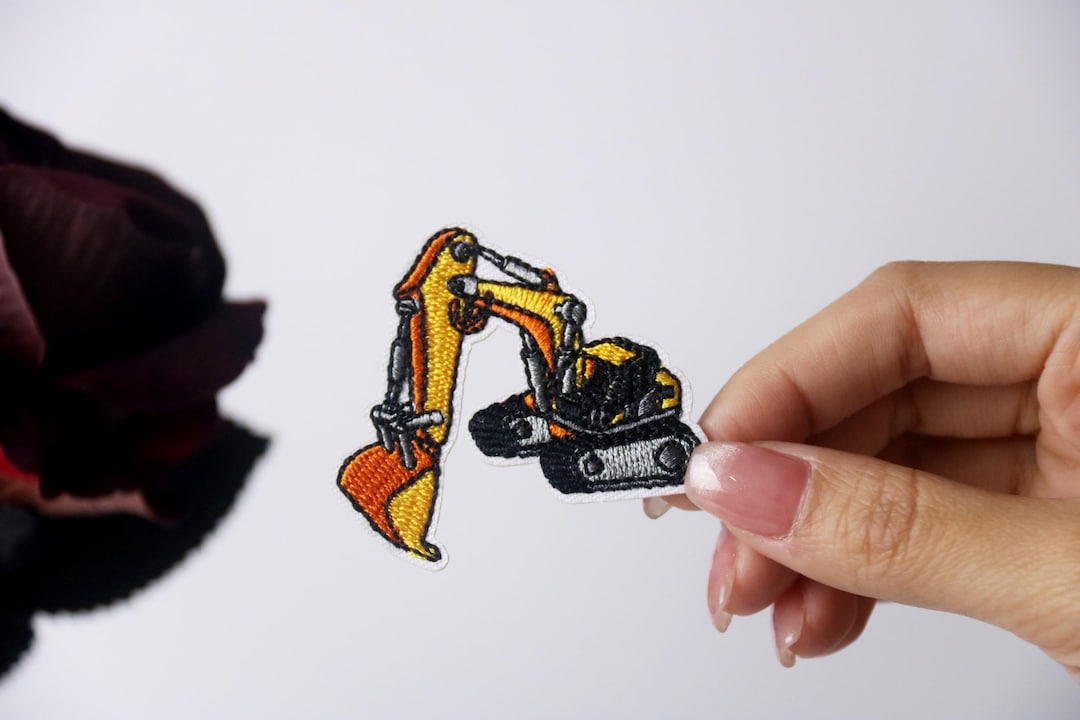 Excavator Patch, for Kid, Iron on Patch, Embroidered Patch, Applique, Iron on Clothing Labels ...