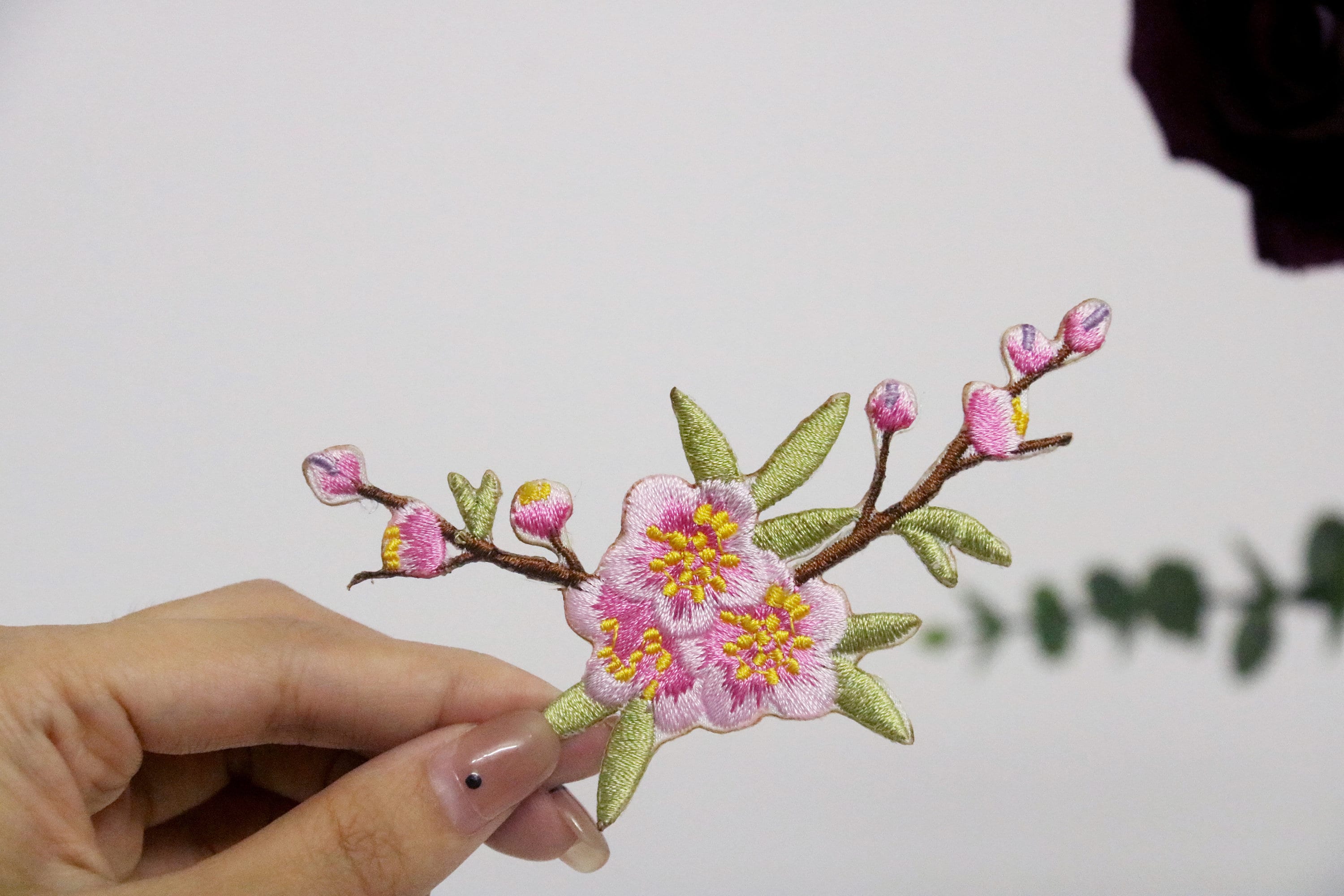 Pink Cherry Blossom Patch, Flower Patch, Iron on Patch, Embroidered ...