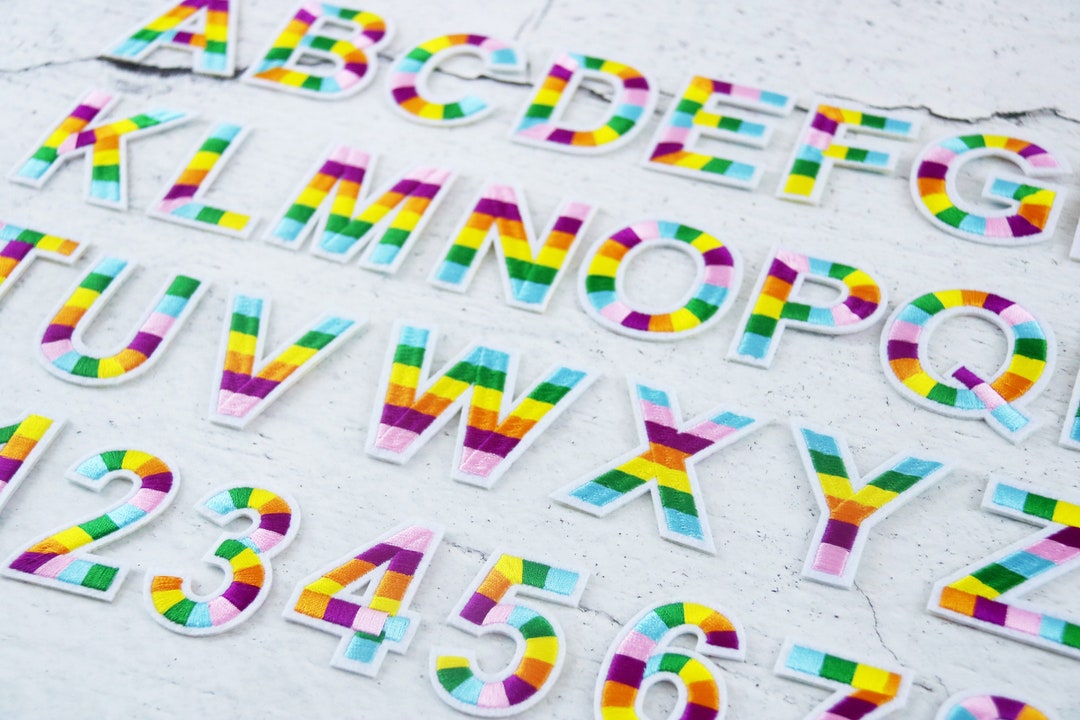Rainbow Colors Font Personalized Letters Patch, Number Patch, Iron on ...