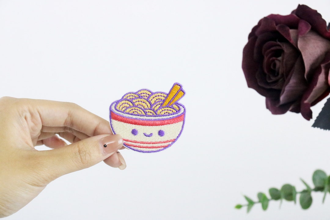 Noddles Patch, Ramen Patch, Iron on Patch, Embroidered Patch, Applique, Iron on Clothing Labels ...