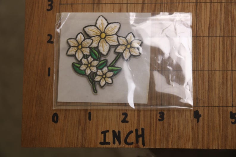 Lily Flower Patch, White, Self-adhesive Patch, Iron on Patch ...