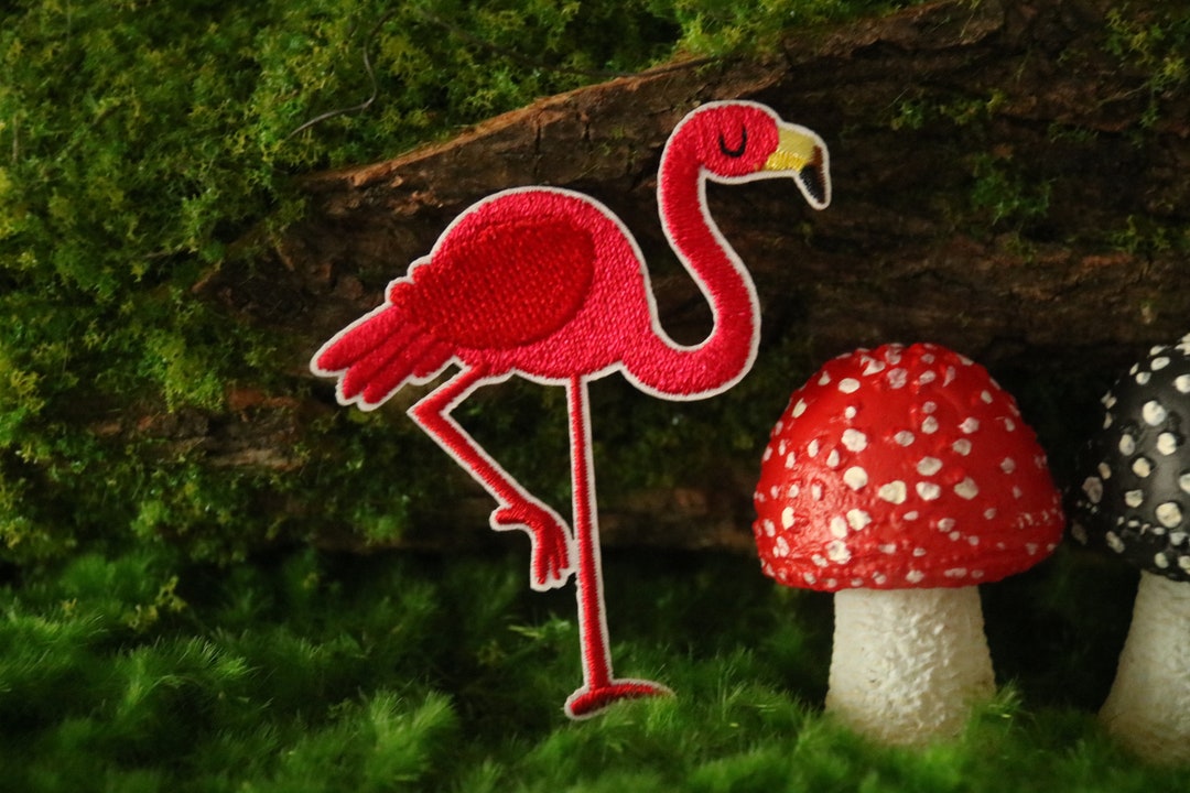 Flamingo Patch, Bird Patch, Pink, Iron on Patch, Embroidered Patch ...