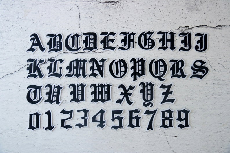 Black Gothic Personalized Letters Patch, Number Patch, Iron on Patch ...