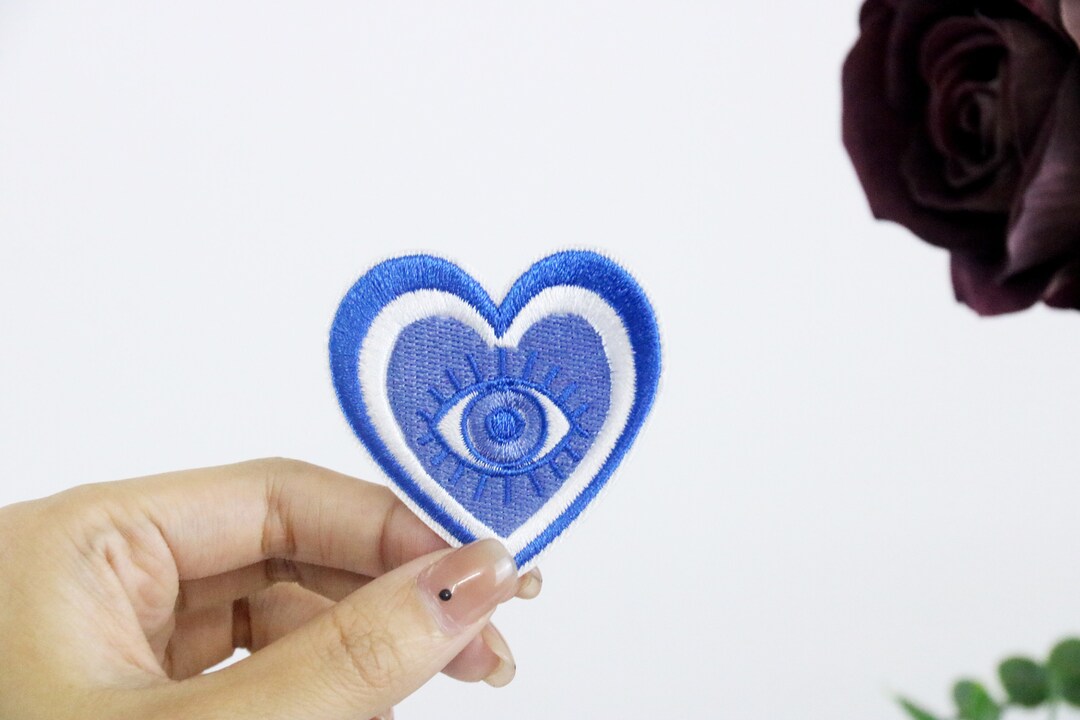 Blue Eye Heart Patch, Eye of Horus Patch, Iron on Patch, Embroidered ...