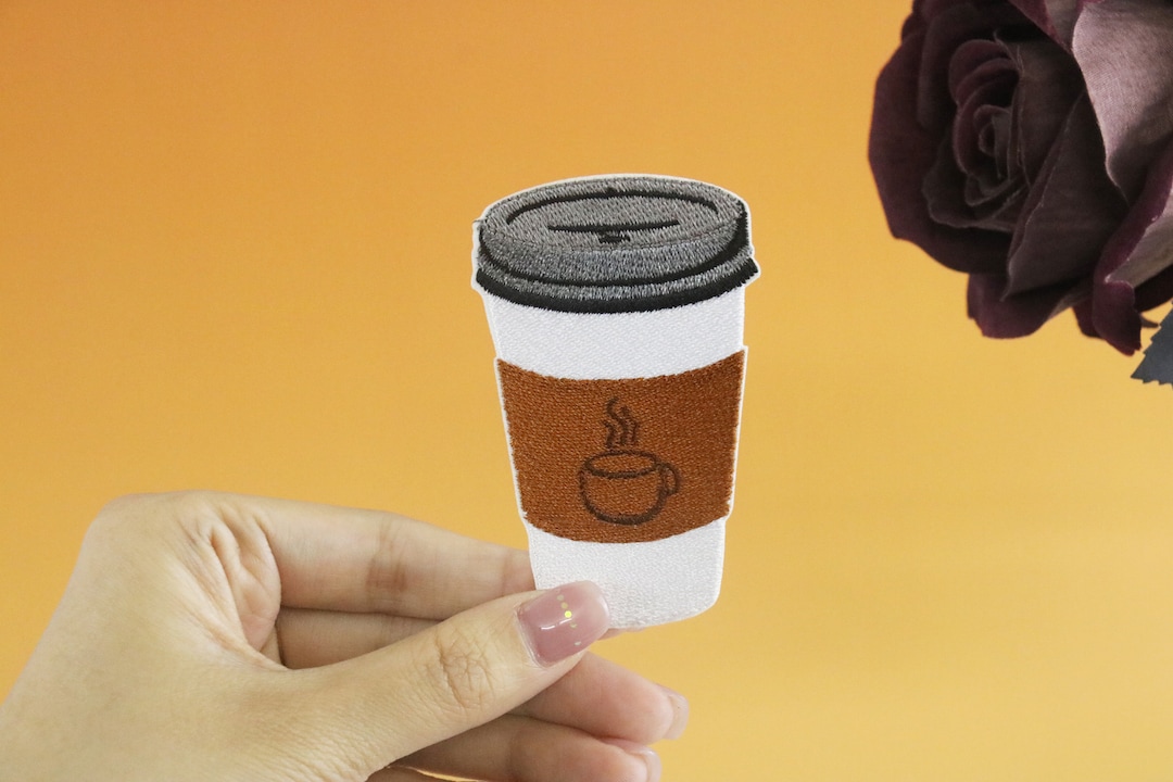 Hot Coffee Patch, Takeout Coffee Patch, Iron on Patch, Embroidered ...