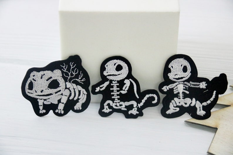 Skeleton Pokemon Patch, Iron on Patch, Embroidered Patch, Applique ...