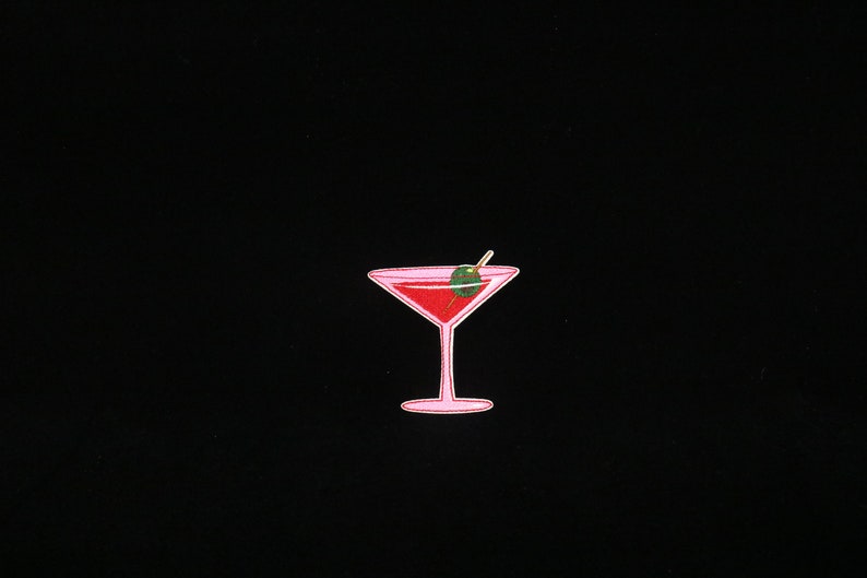 Pink Martini Patch, Cocktail Patch, Iron on Patch, Embroidered Patch ...