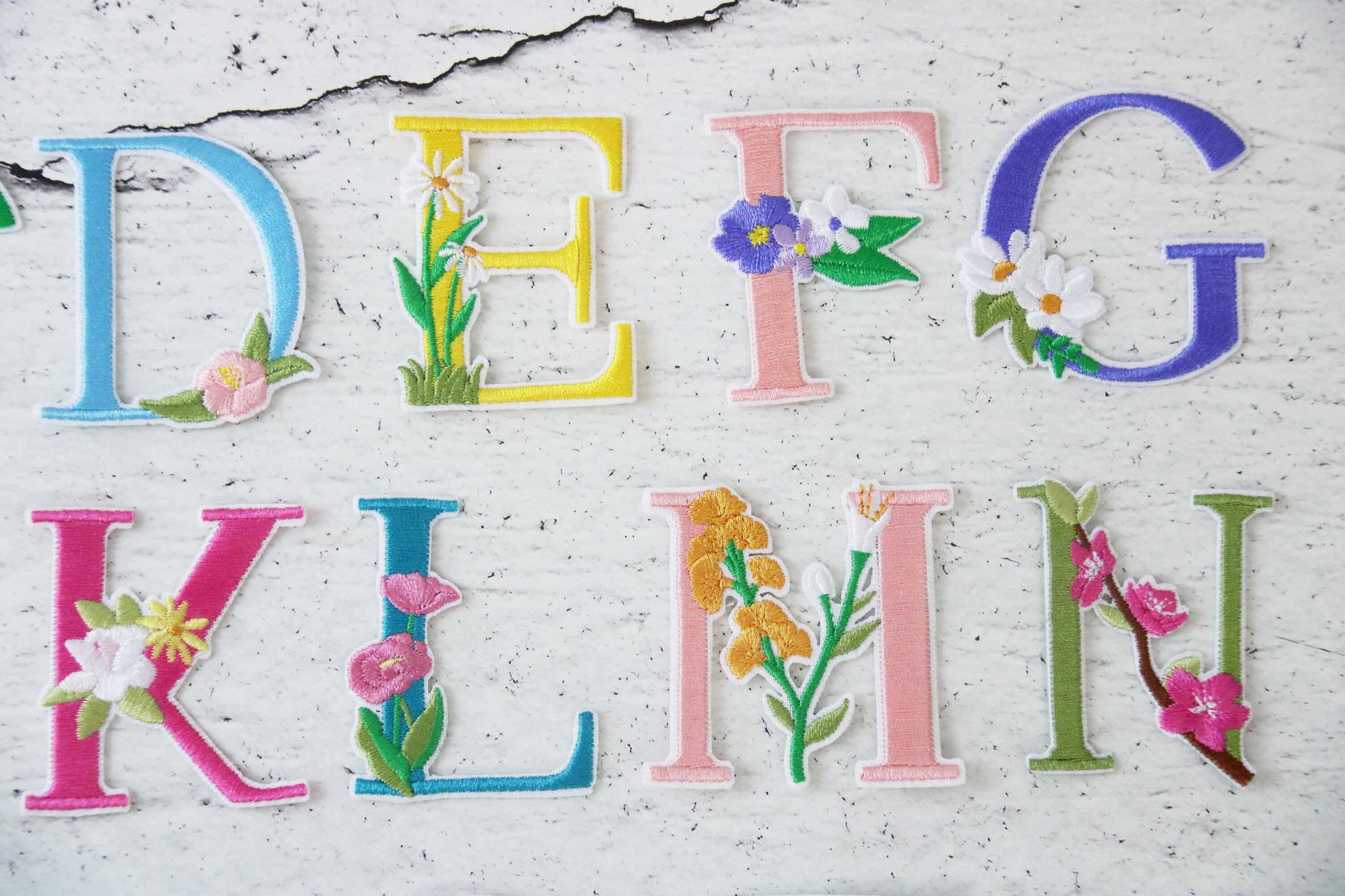 Floral Font Personalized Letters Patch, Flower Letter Patch, Iron on ...