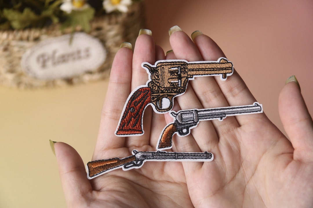 Gun Patch, Revolver Patch, Shotgun Patch, Iron on Patch, Embroidered ...