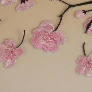 Gorgeous Pink Cherry Blossom Patch, Flower, Iron on Patch, Embroidered ...