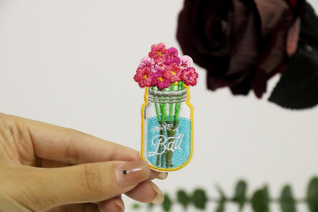 Red Flowers in the Vase Patch, Have a Ball Patch, Iron on Patch ...