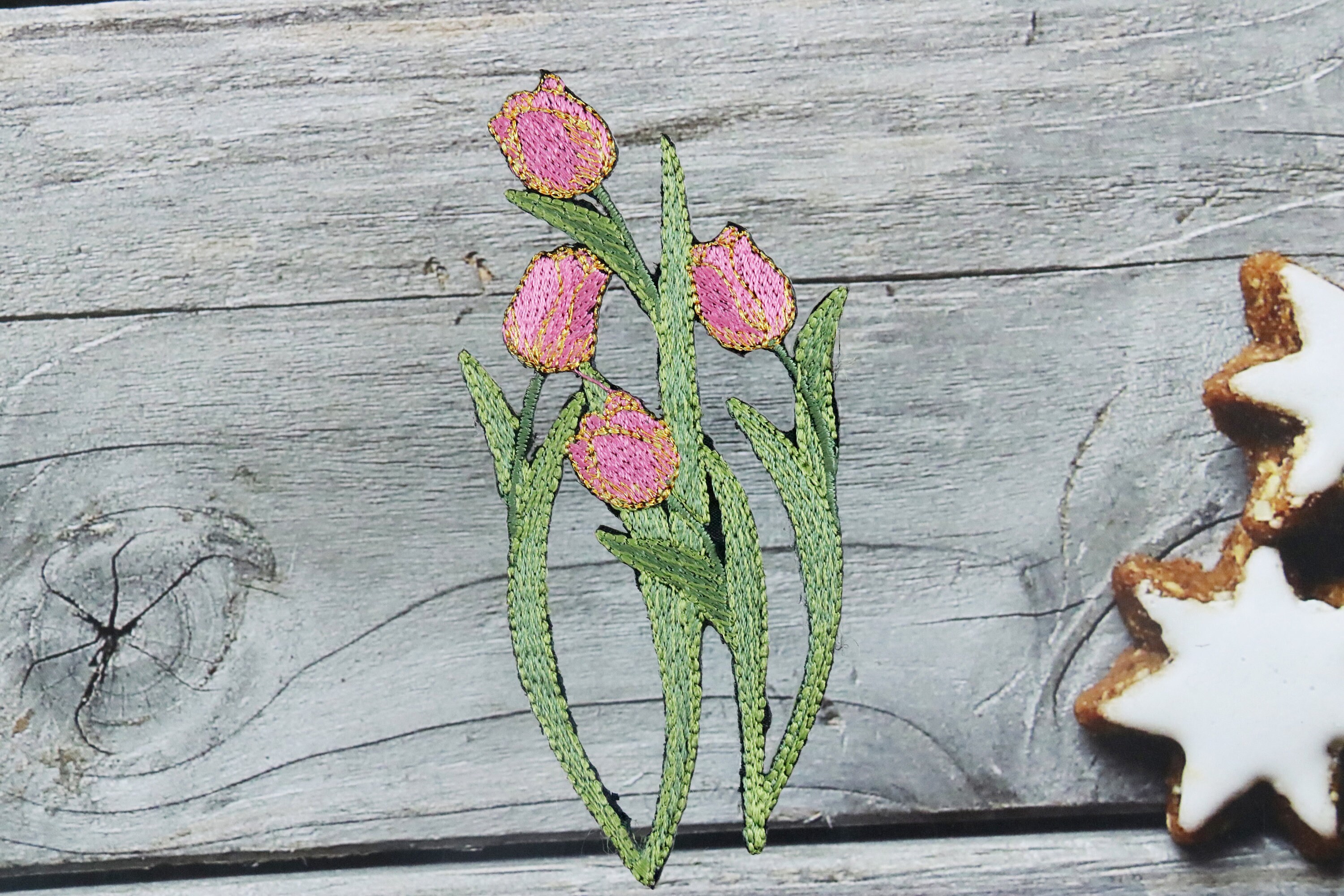 Gorgeous Pink Tulip Flower Patch, Iron on Patch, Embroidered Patch ...
