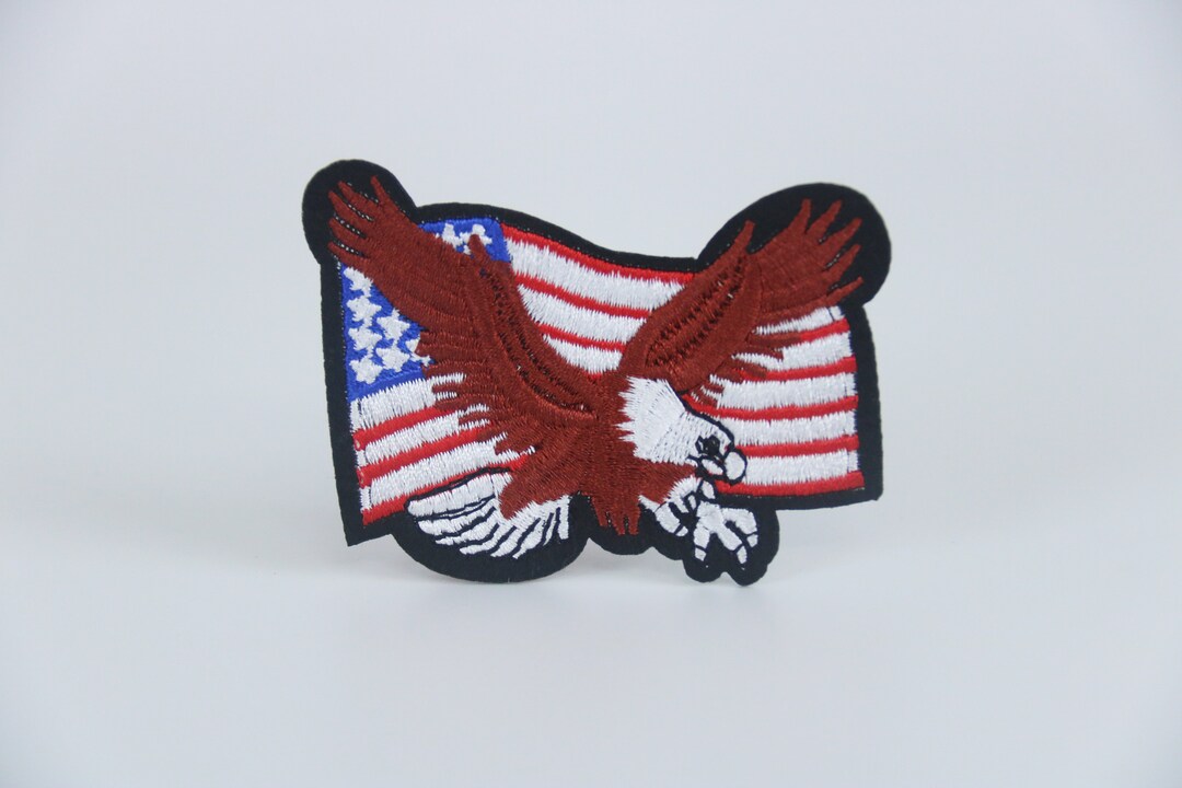 The Old Glory Flag and Bald Eagle Patch, American Flag Patch, Iron on ...