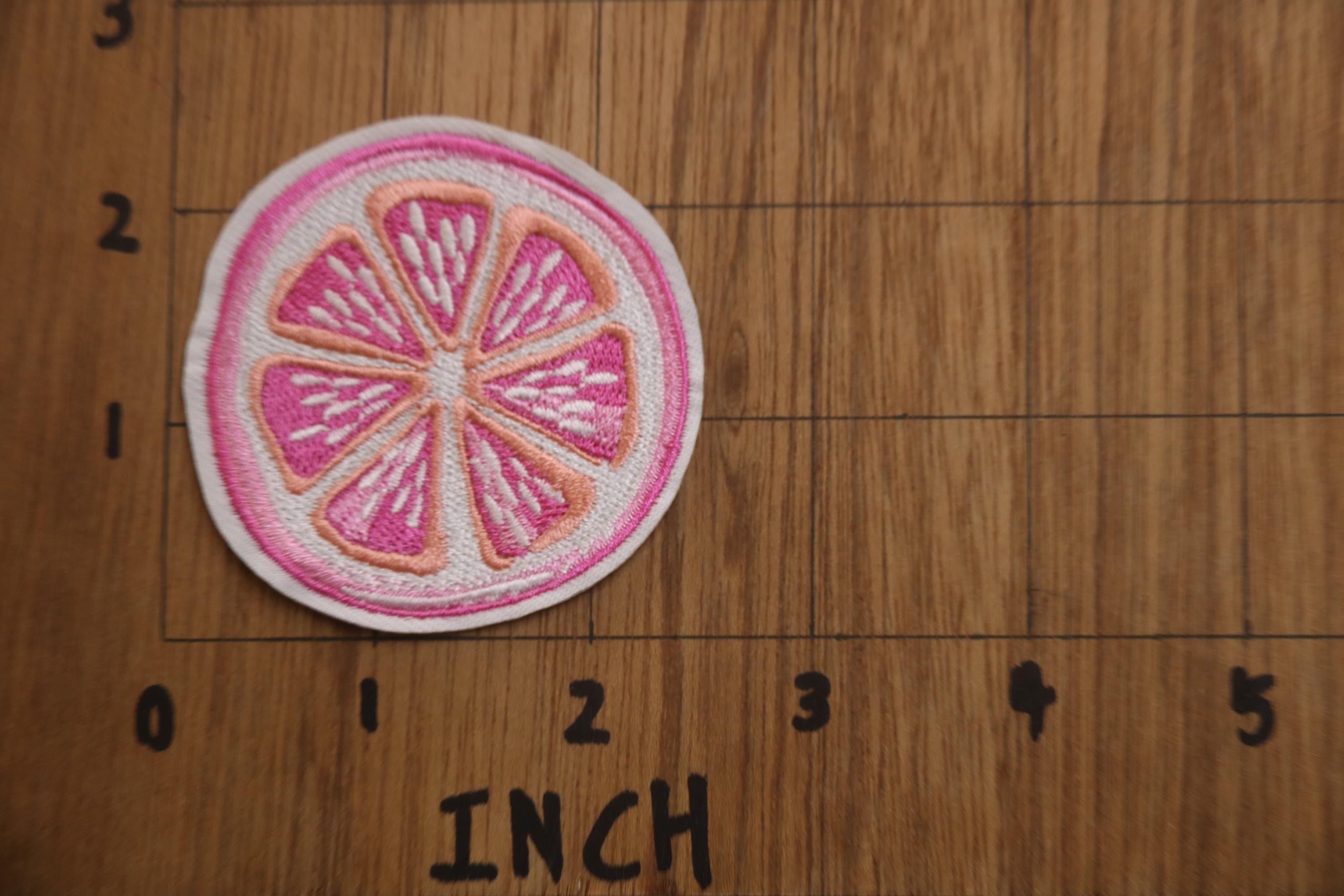Pink Lemon Slice Patch, Fruit Patch, Iron on Patch, Embroidered Patch ...