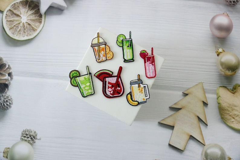 Little Tiny Fruit Juice Patch, Banana, Kiwi, Watermelon, Lemon, Iron on ...