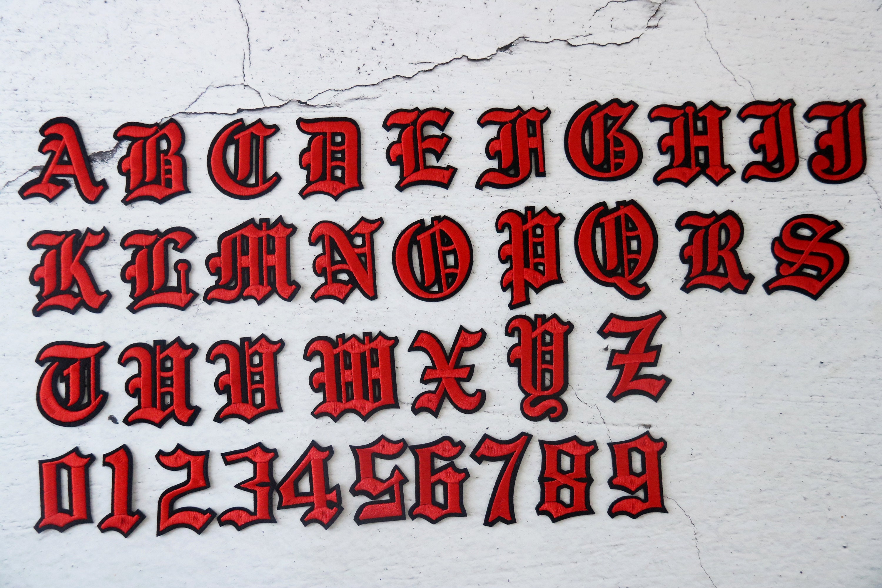 Red Gothic Personalized Letters Patch, Number Patch, Iron on Patch ...