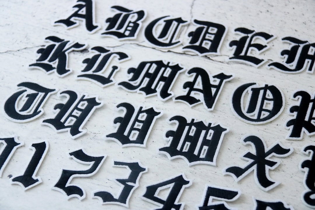 Black Gothic Personalized Letters Patch, Number Patch, Iron on Patch ...