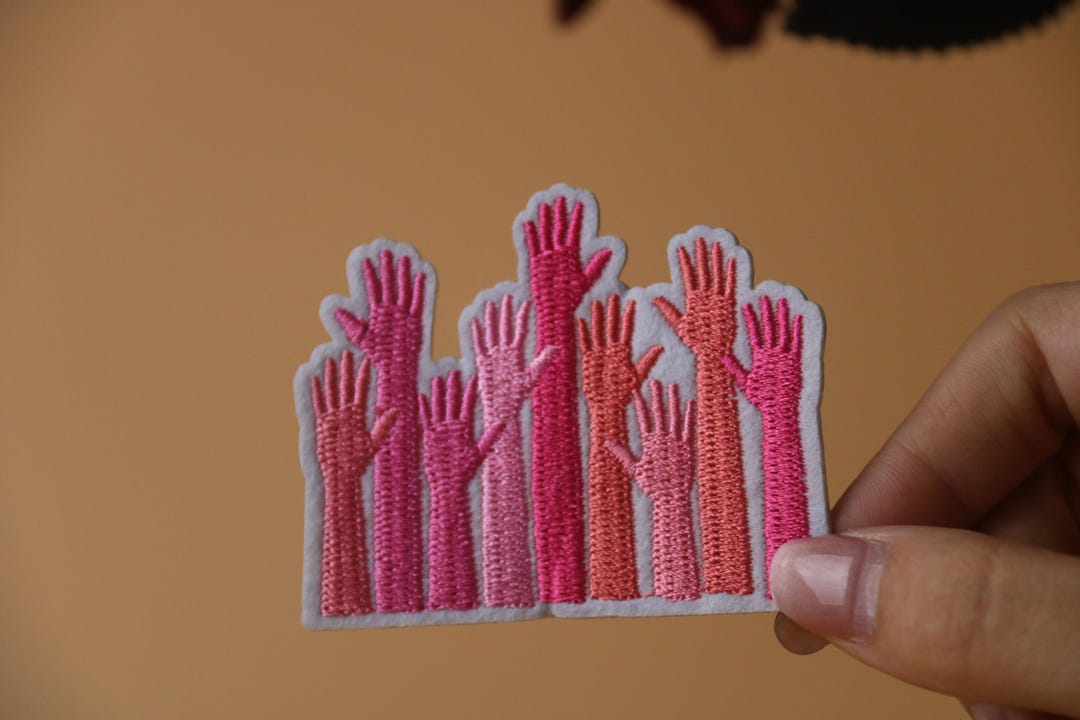 Pink Hands Patch, Girls Help Girls Patch, Teamwork Patch, Iron on Patch ...