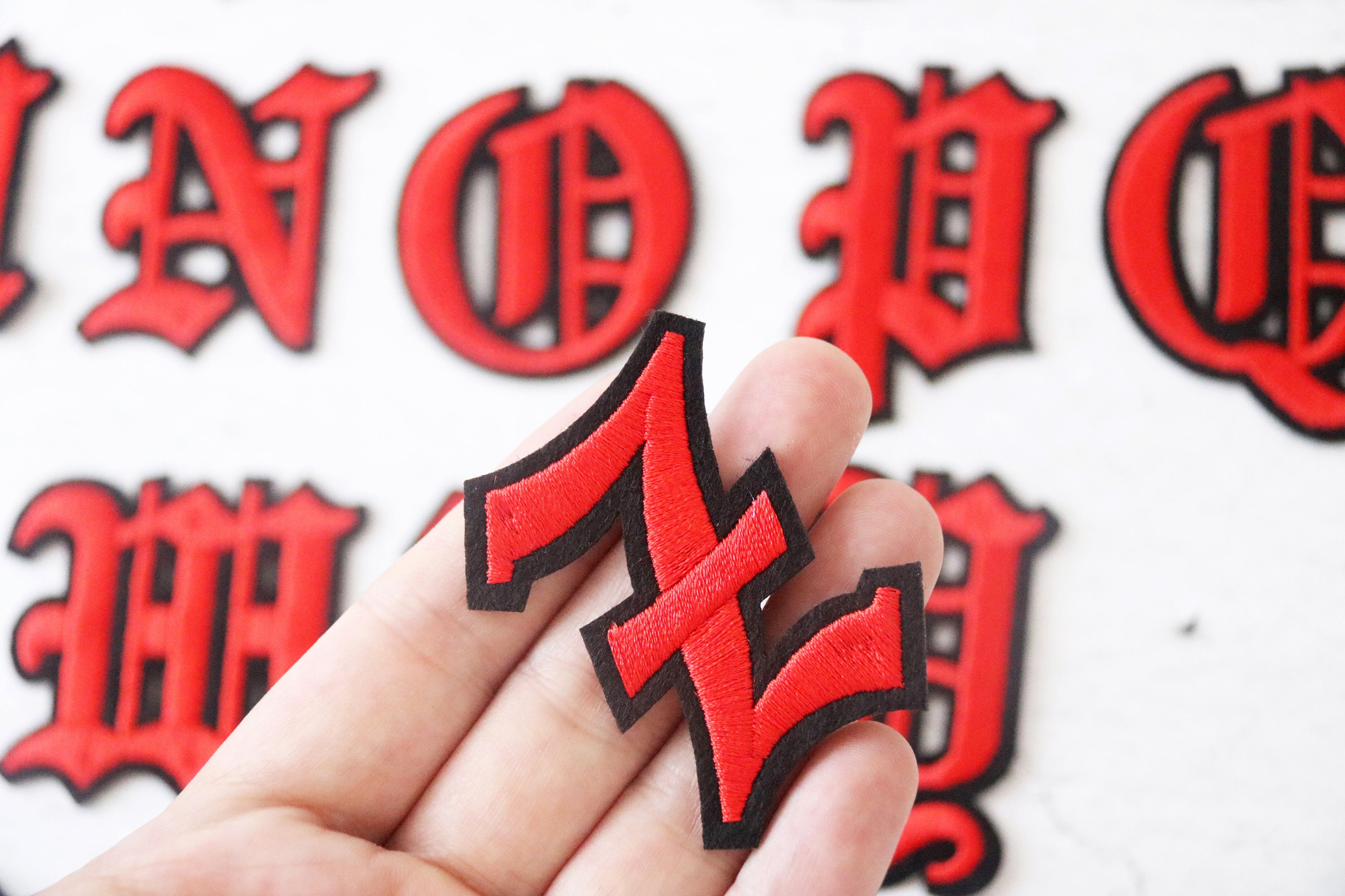 Red Gothic Personalized Letters Patch, Number Patch, Iron on Patch ...