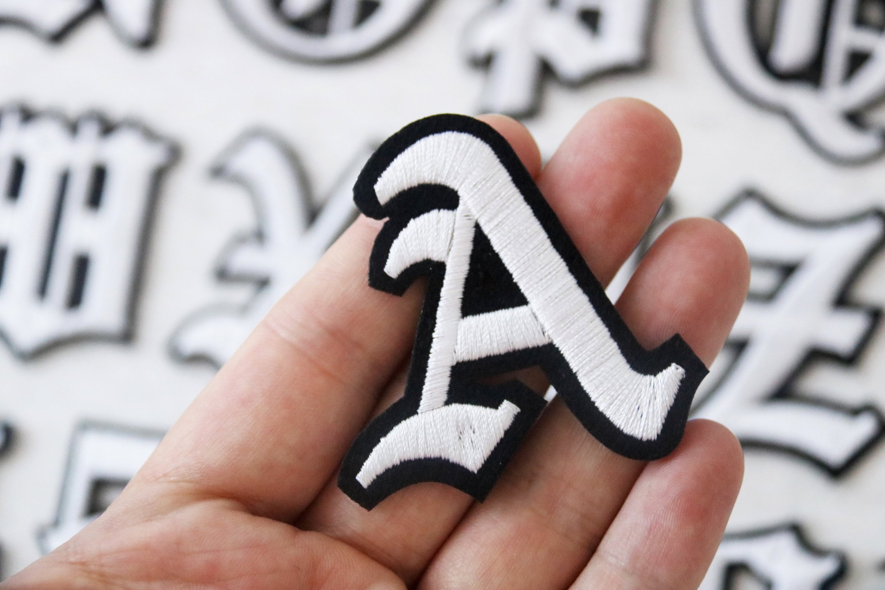 White Gothic Personalized Letters Number Patch, Iron on Letters for T ...