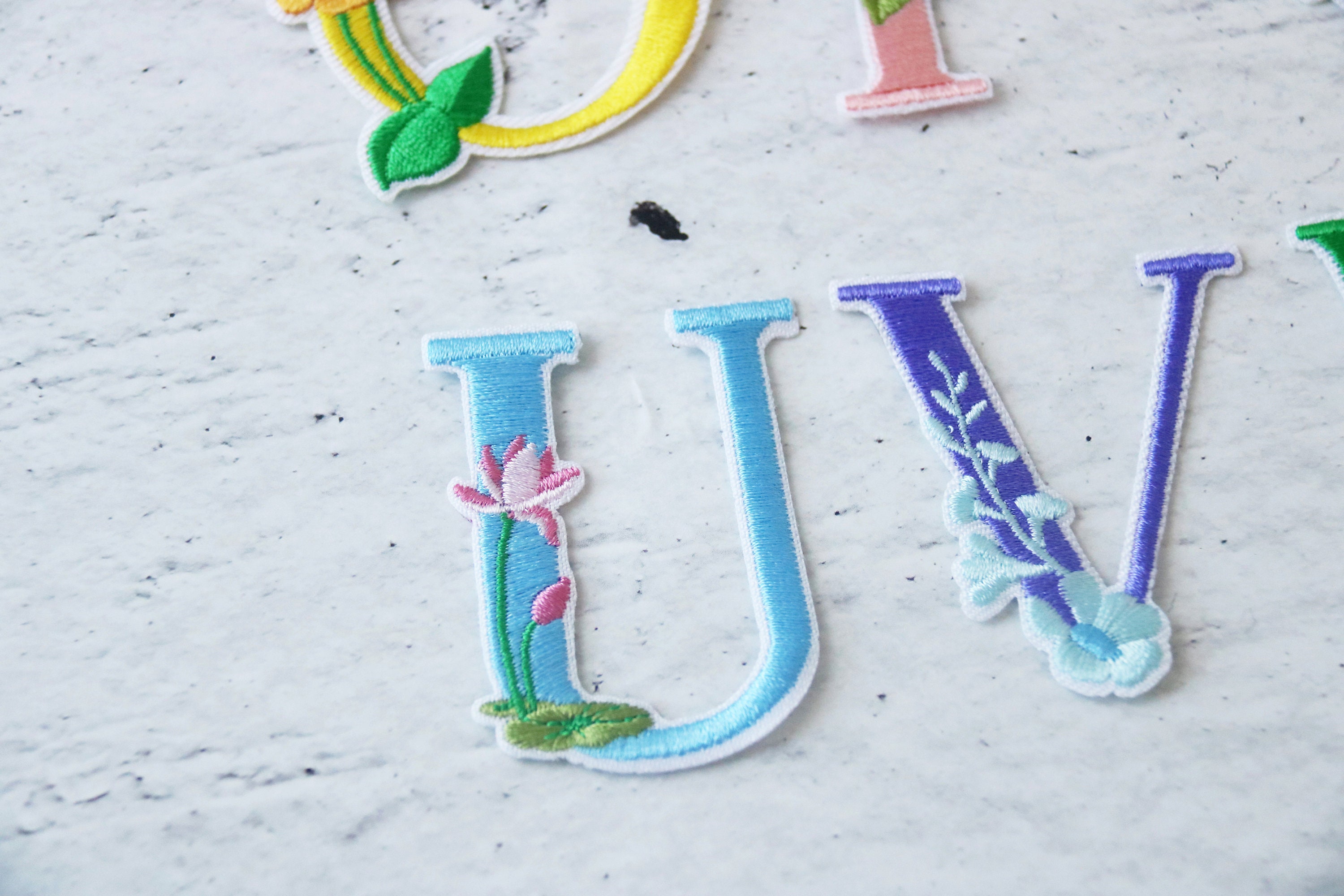 Floral Font Personalized Letters Patch, Flower Letter Patch, Iron on ...