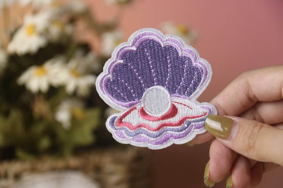 Pearl Shell Patch, Purple, Iron on Patch, Embroidered Patch, Applique ...