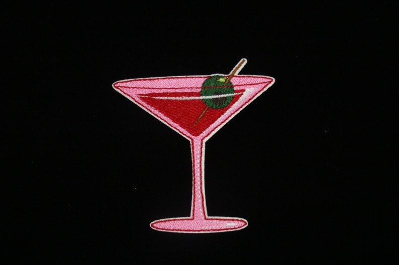 Pink Martini Patch, Cocktail Patch, Iron on Patch, Embroidered Patch ...