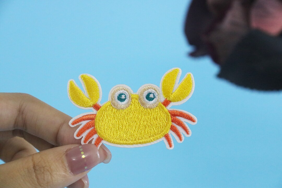Cute Comic Crab Patch, Iron on Patch, Embroidered Patch, Applique, Iron on Clothing Labels, - Etsy