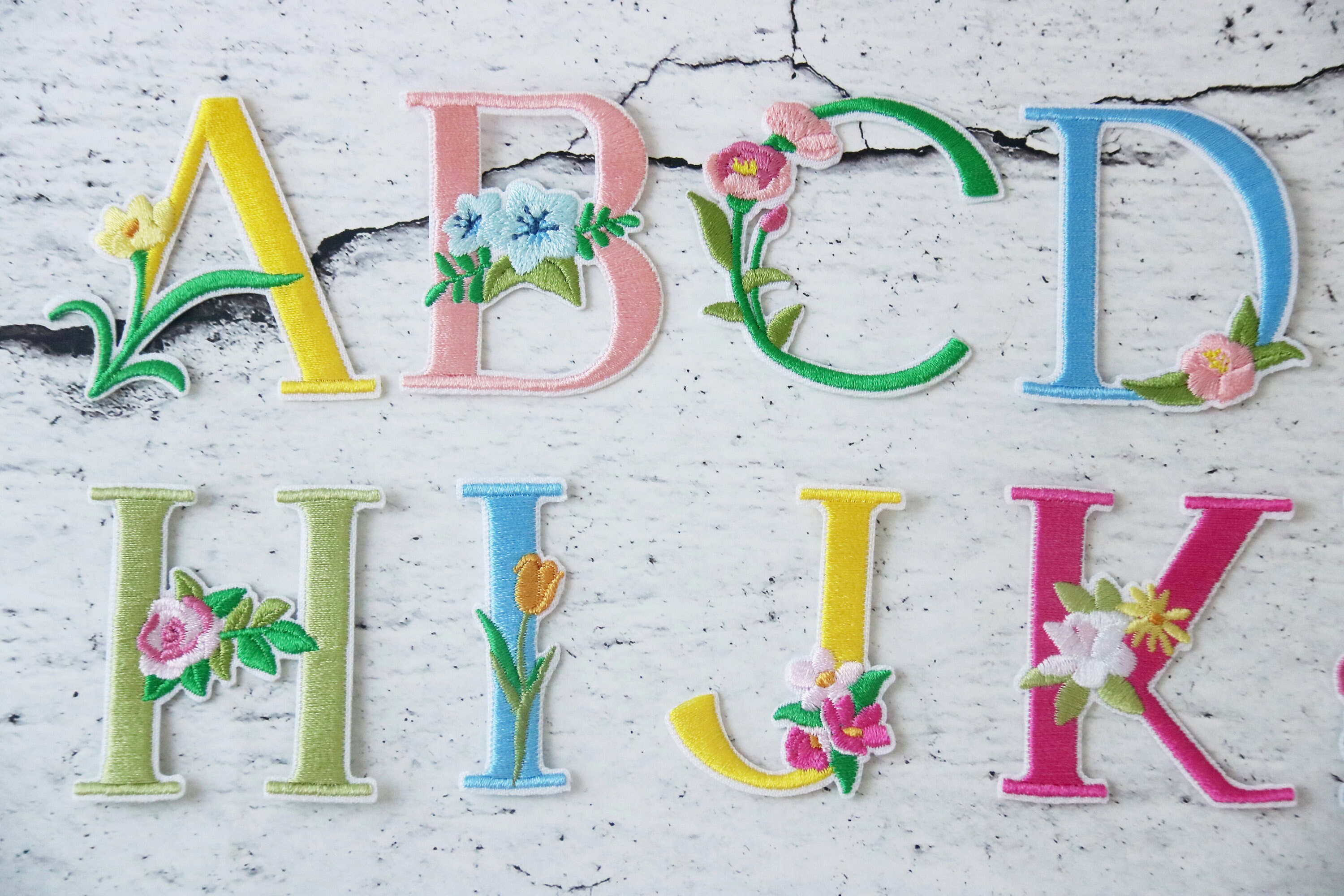 Floral Font Personalized Letters Patch, Flower Letter Patch, Iron on ...