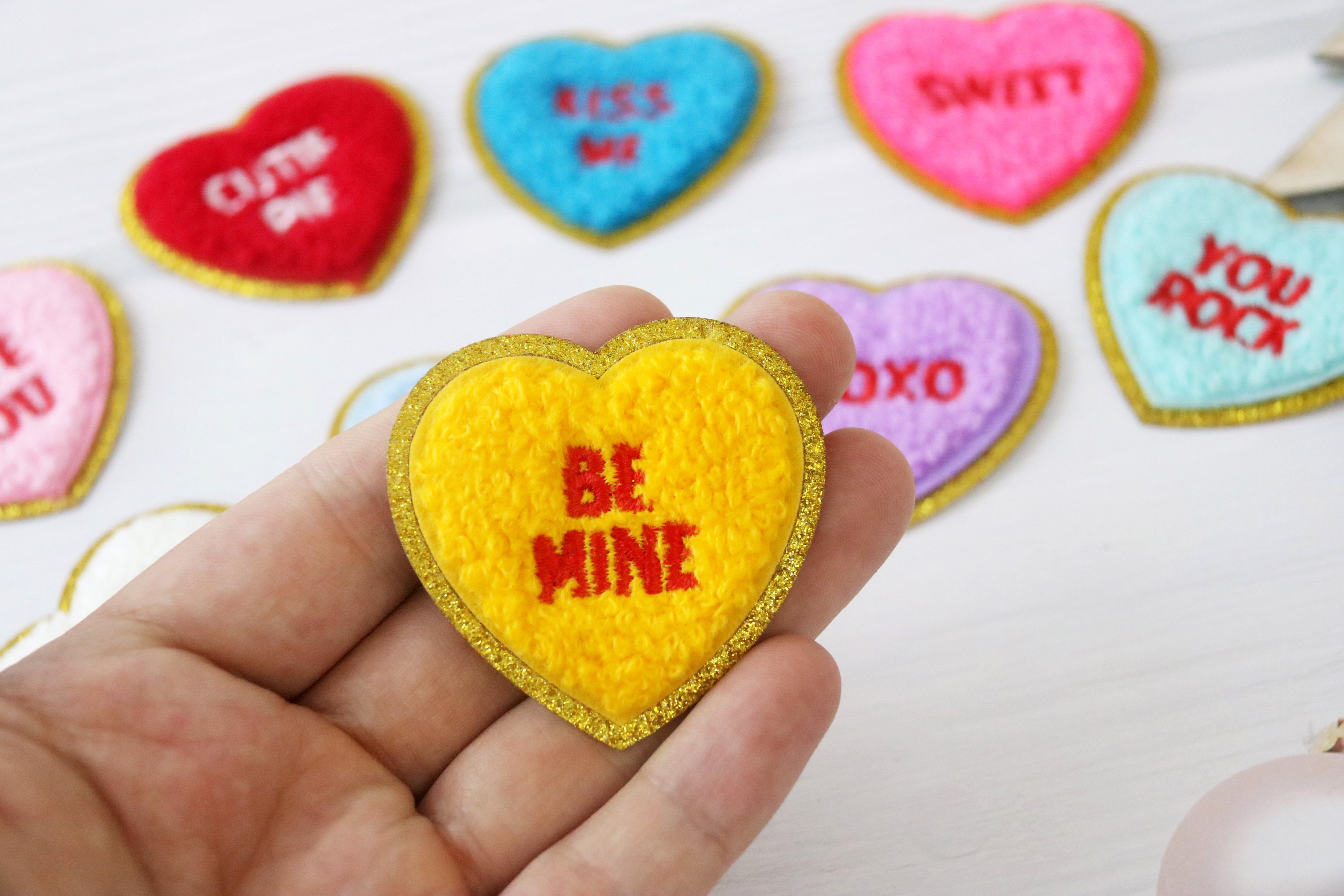Chenille Rainbow Hearts Patch, Cute Pie, Be Mine, XOXO, Sweet Patch ...
