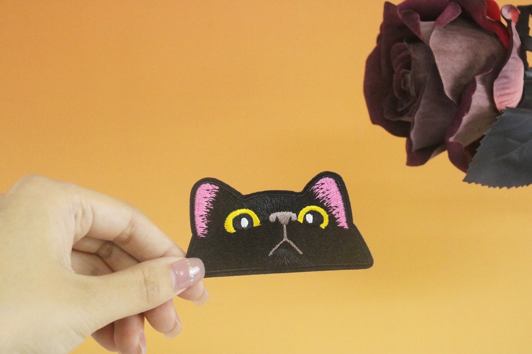 Black Cat Patch, Cute Cat Patch, Iron on Patch, Embroidered Patch ...