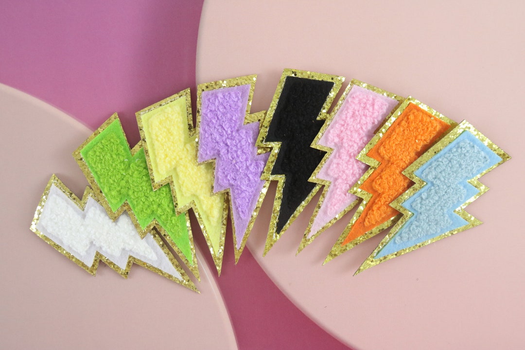 Chenille Lightning Patch, Colored Patch, Iron on Patch, Embroidered ...