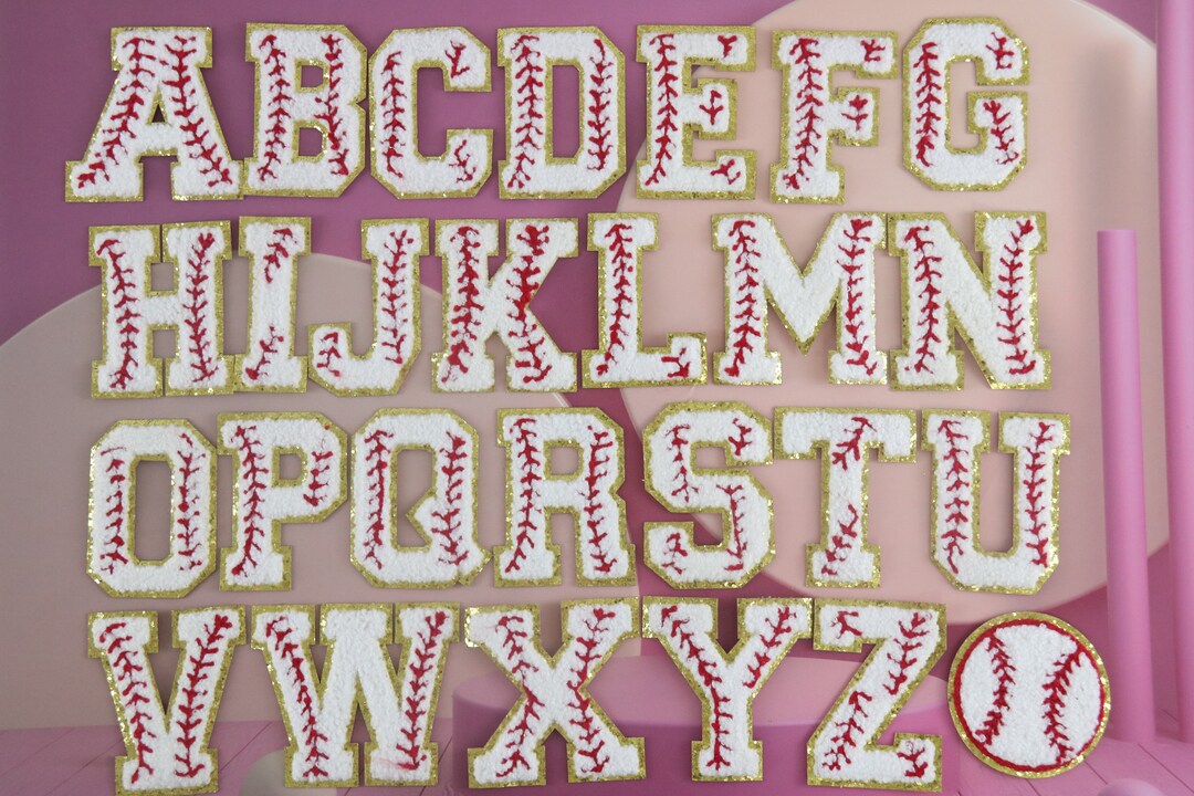 Baseball Font Letters Iron on Chenille Patch, Alphabet Letter Patch ...