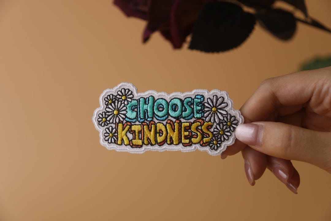 Choose Kindness Patch, Flower Patch, White, Iron on Patch, Embroidered ...
