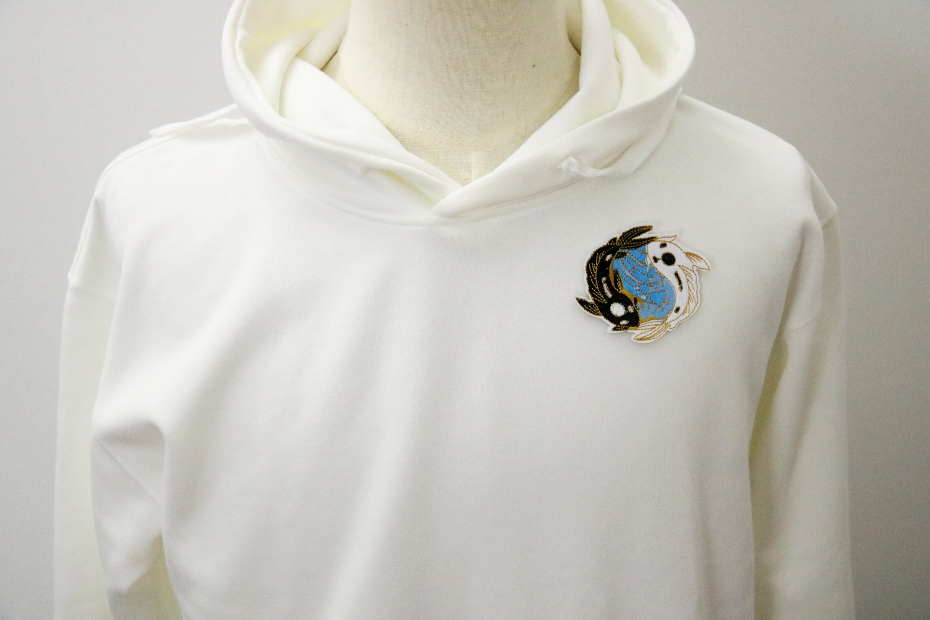 Koi Fish Patch, Black Fish and White Fish, Iron on Patch, Embroidered ...